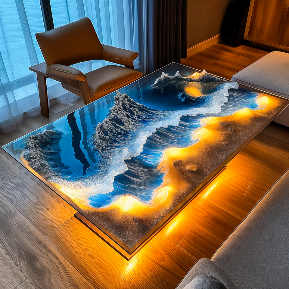 Captivating Currents: Unveiling the Allure of Epoxy Ocean Center Tables ...