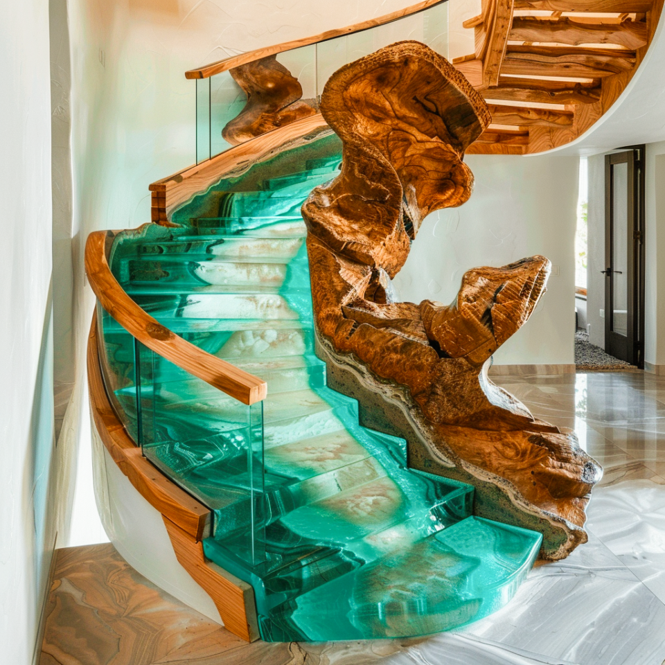 Ascending Artistry: Exploring the Charms of Wood and Epoxy Staircase ...