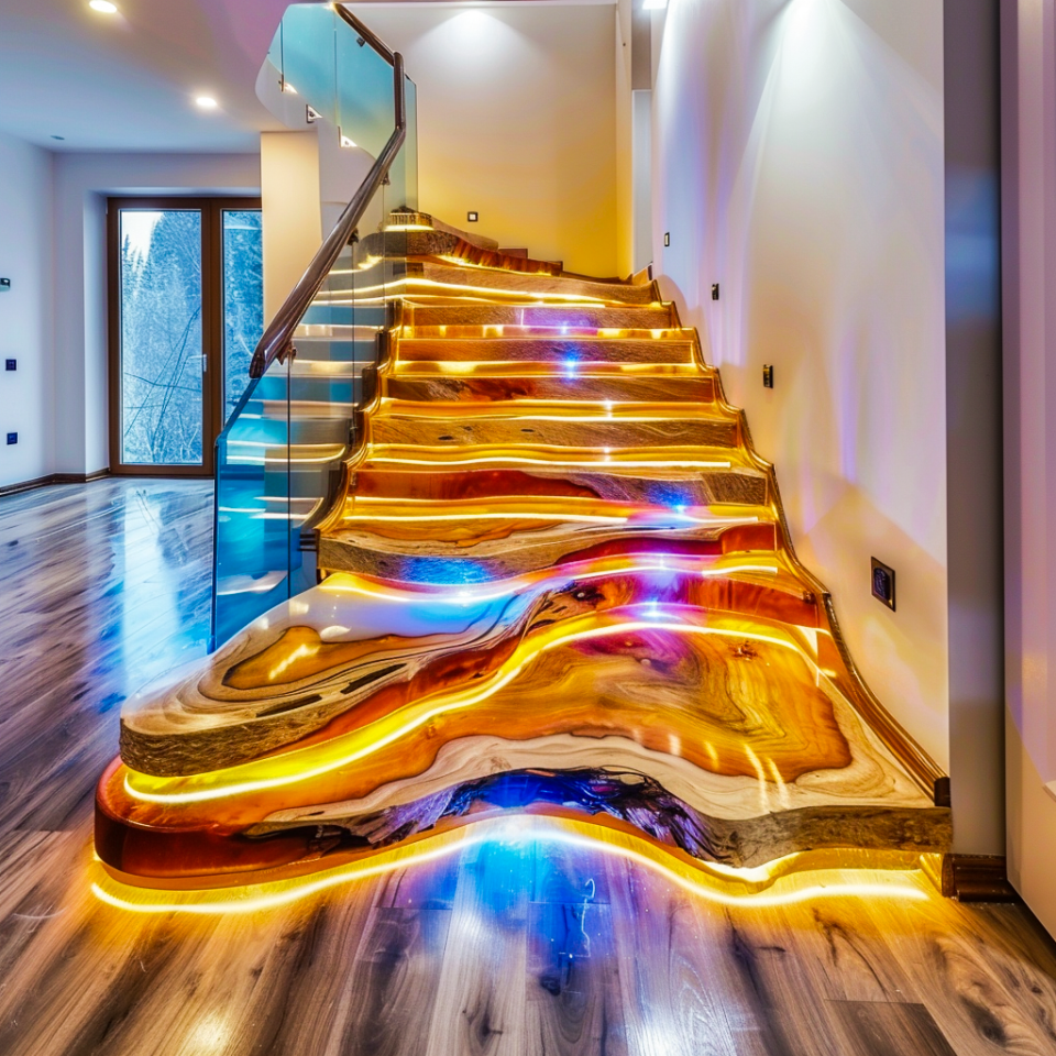 Ascending Artistry: Exploring the Charms of Wood and Epoxy Staircase ...