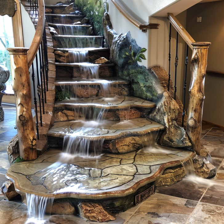 Fluid Grandeur: Unveiling Striking Epoxy Waterfall Staircases