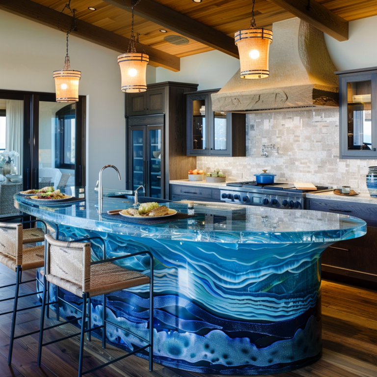 Seaside Serenity: Ocean-Themed Kitchen Islands