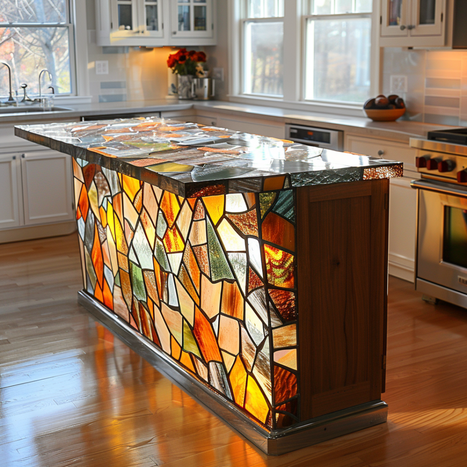 Radiant Retreats: Stunning Stained Glass Kitchen Islands