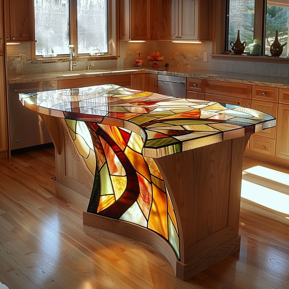 Radiant Retreats: Stunning Stained Glass Kitchen Islands