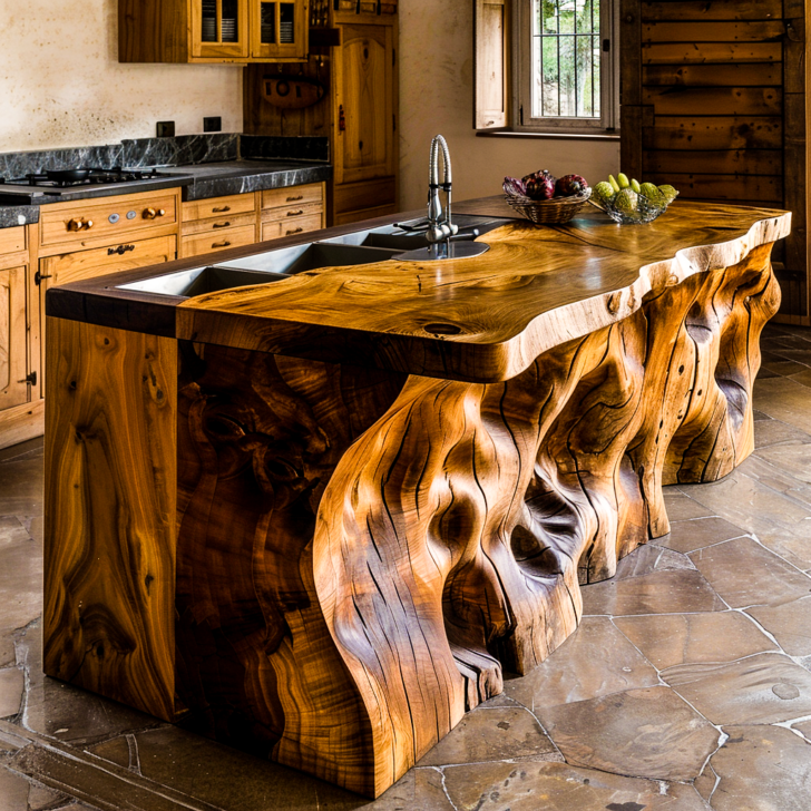 Nature's Canvas: Exploring the Artistry of Wood Slab Kitchen Islands in ...