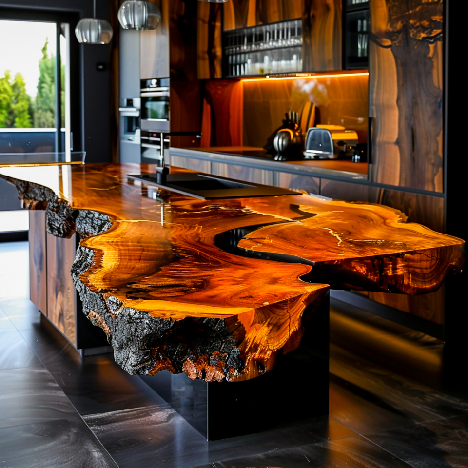 Nature's Canvas: Exploring the Artistry of Wood Slab Kitchen Islands in ...