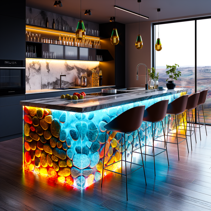 Rocks & Respite: Crafting Serene Spaces with River Rock Kitchen Islands ...