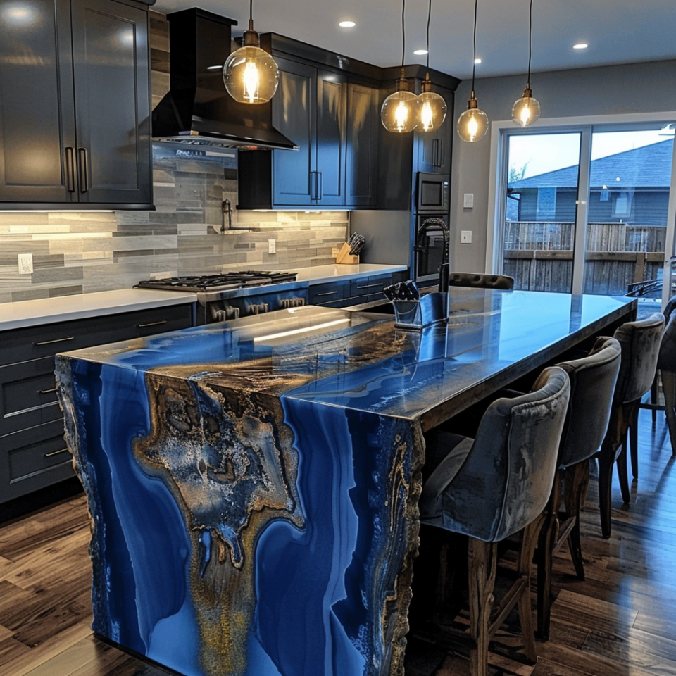 Mesmerizing Marvels: The Beauty of Epoxy Waterfall Kitchen Islands