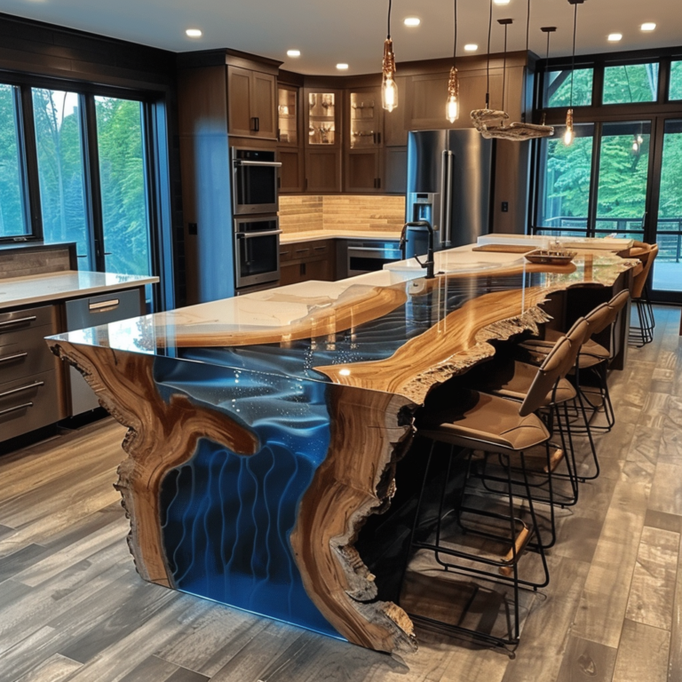 Mesmerizing Marvels: The Beauty of Epoxy Waterfall Kitchen Islands