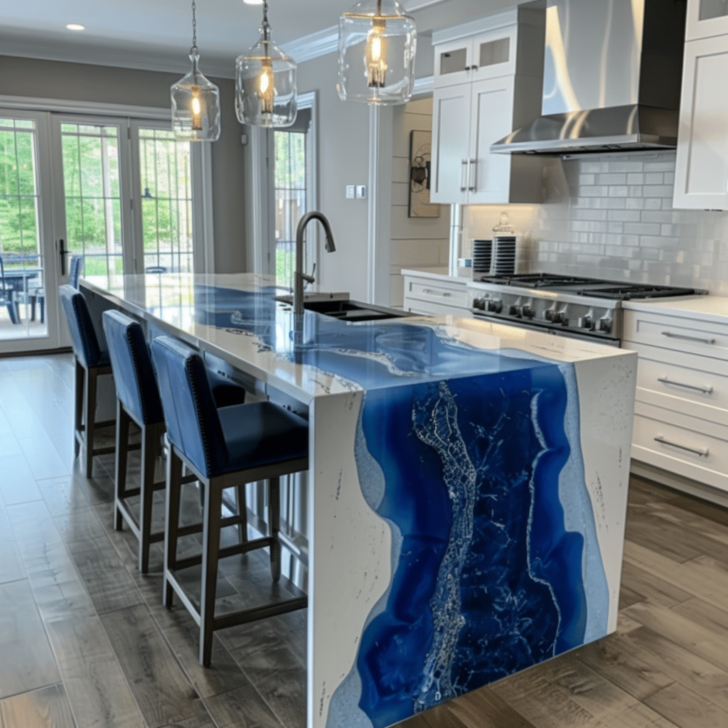 Mesmerizing Marvels: The Beauty of Epoxy Waterfall Kitchen Islands