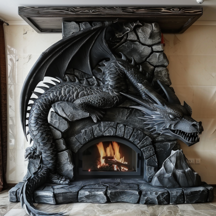 Roaring Elegance: Dragon Fireplaces for Mythical Ambiance