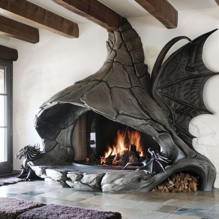 Roaring Elegance: Dragon Fireplaces for Mythical Ambiance