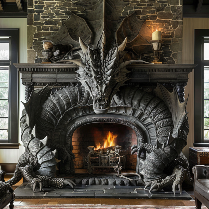 Roaring Elegance: Dragon Fireplaces for Mythical Ambiance