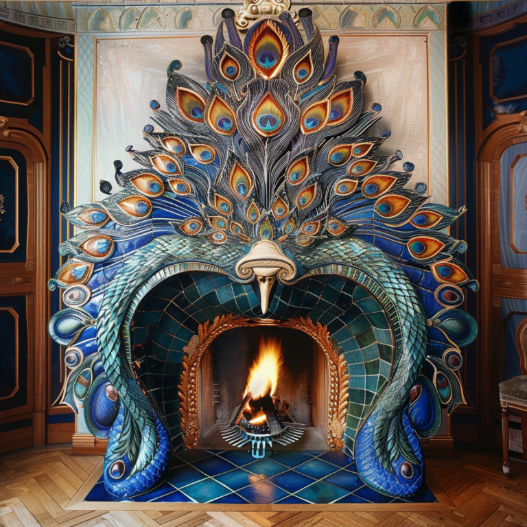 Regal Radiance: Admiring Peacock Fireplaces in Opulent Home Designs