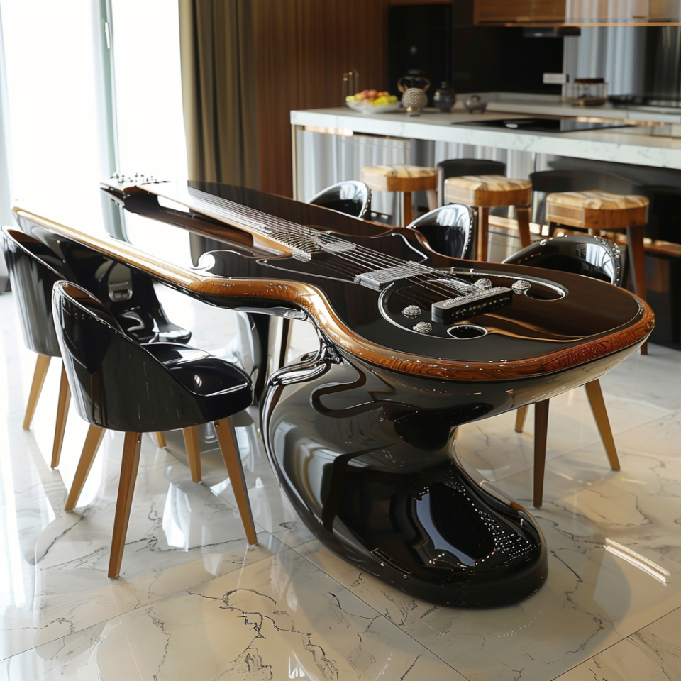 Harmonious Gatherings: Kitchen Tables Inspired by Guitars