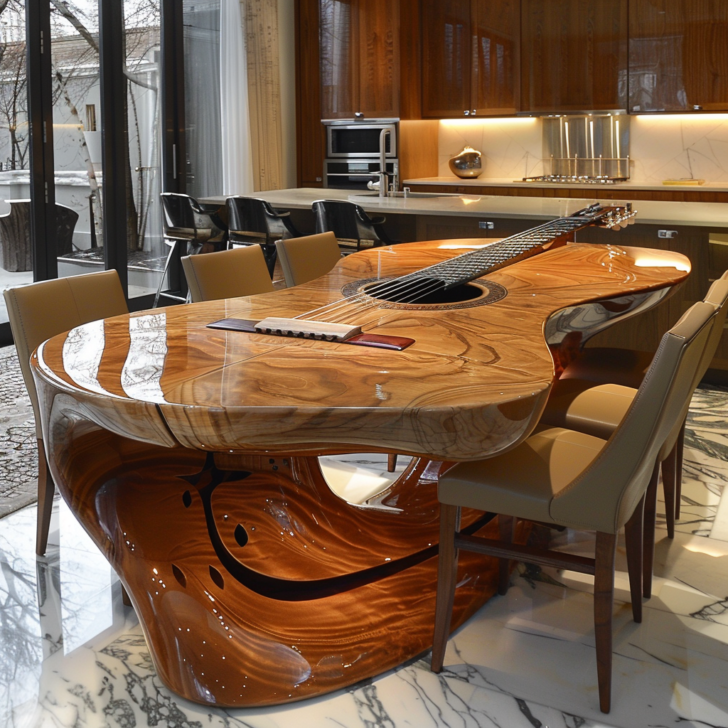 Harmonious Gatherings: Kitchen Tables Inspired by Guitars