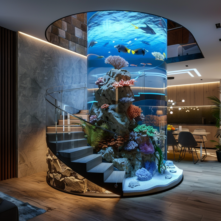 Subaquatic Splendor: Exploring Staircases with Aquariums