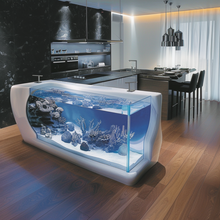 Underwater Elegance: Aquarium Kitchen Islands
