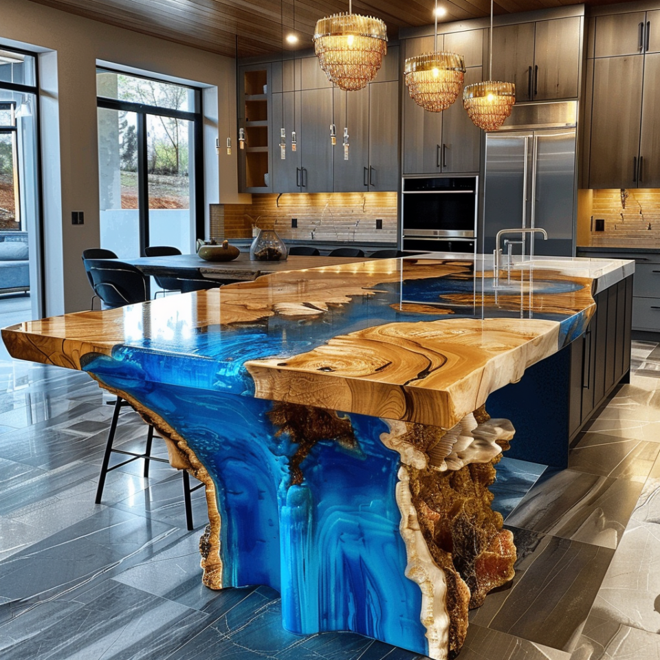 Mesmerizing Marvels: The Beauty of Epoxy Waterfall Kitchen Islands