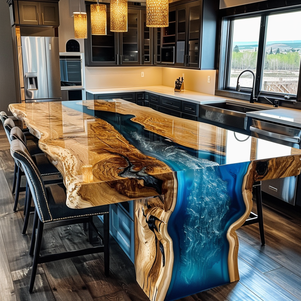 Mesmerizing Marvels: The Beauty of Epoxy Waterfall Kitchen Islands