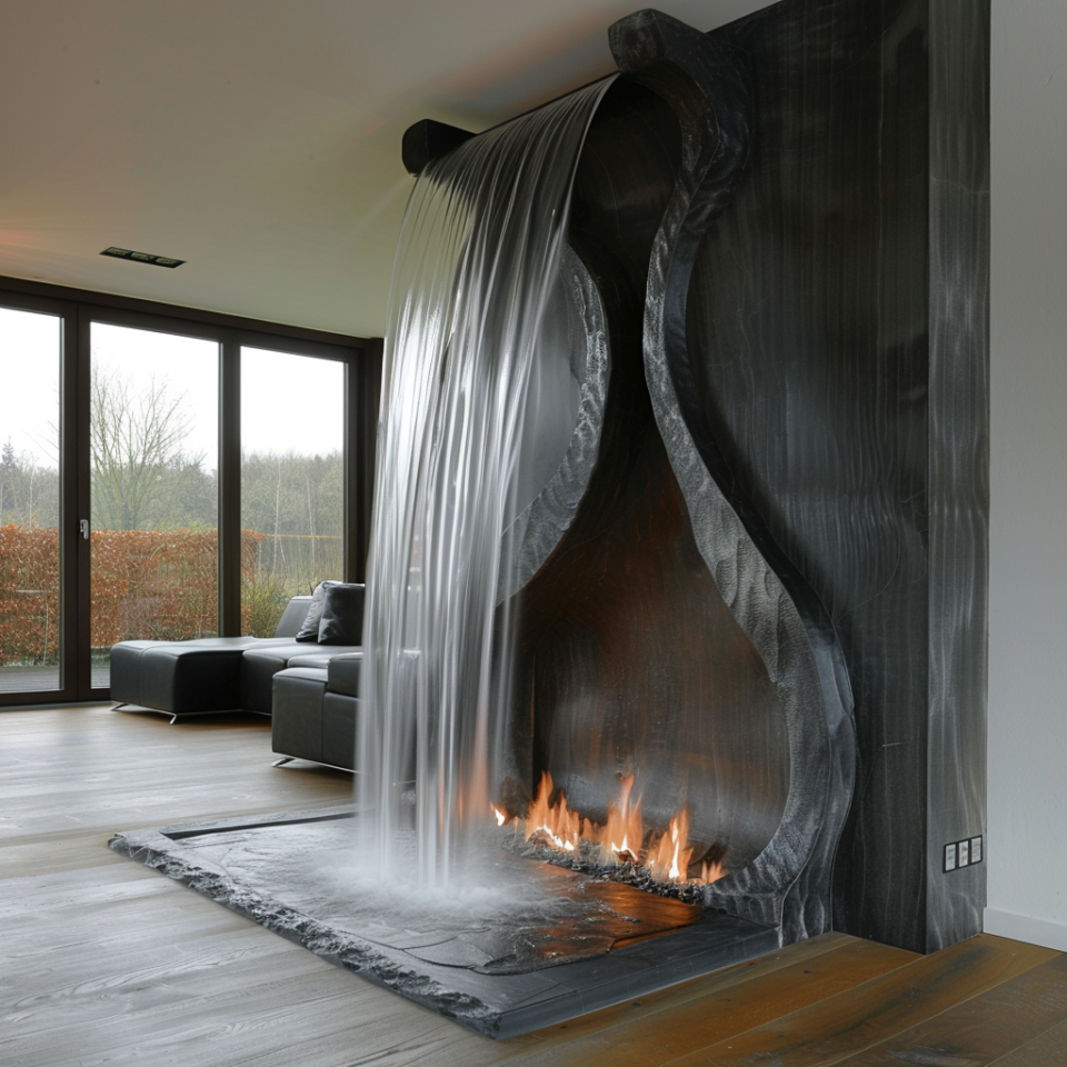 Cascading Comfort: Exploring the Allure of Waterfall Fireplaces