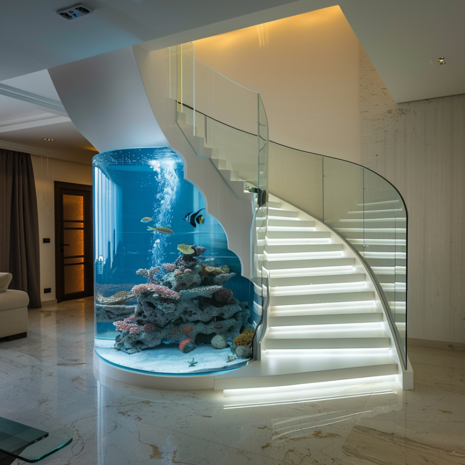 Subaquatic Splendor: Exploring Staircases with Aquariums