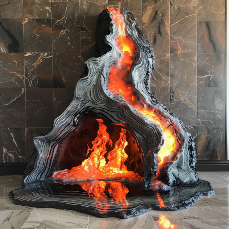 Lava Glow: Epoxy Volcanic Eruption Fireplaces - ArtistryApex.com