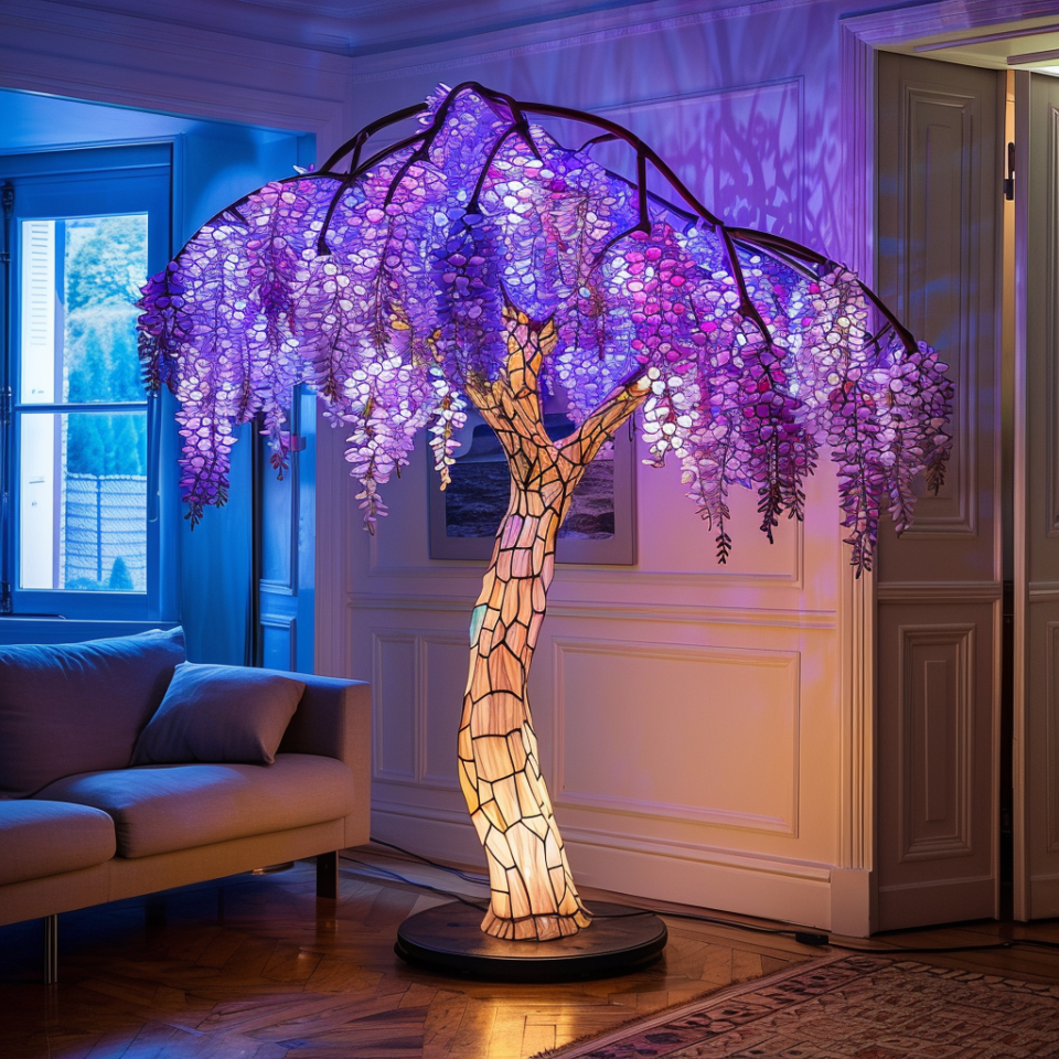 Glowing Giants: Stained Glass Tree Lamps Enchanting Every Corner