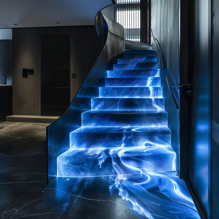 Illuminating Elegance: Bioluminescent Wave Staircases for Your Home