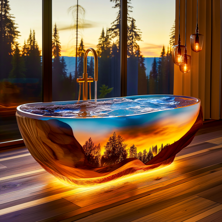 Elevate Your Bathing Experience: Captivating Wood and Epoxy Bathtubs ...