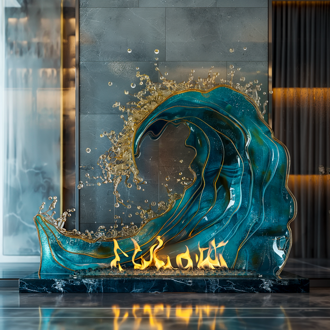 Crafting Calm: The Mesmerizing Beauty of Ocean Wave Fireplaces Encased ...