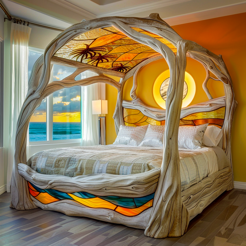 Golden Hour Retreat: Transform Your Bedroom with an Ocean Sunset Canopy ...