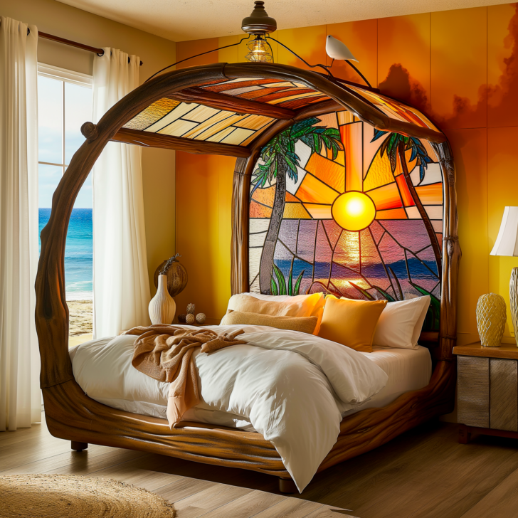 Golden Hour Retreat: Transform Your Bedroom with an Ocean Sunset Canopy ...