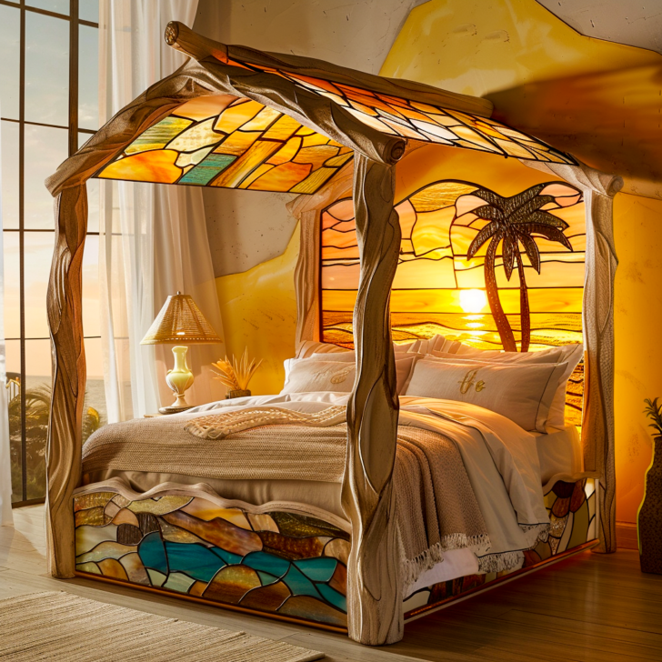 Golden Hour Retreat: Transform Your Bedroom with an Ocean Sunset Canopy ...