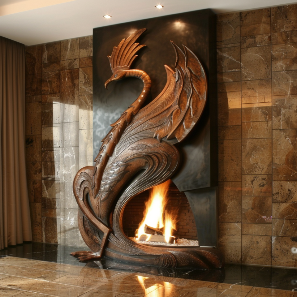 Rising Heat: Stunning Phoenix-Inspired Fireplaces for a Mythical Touch