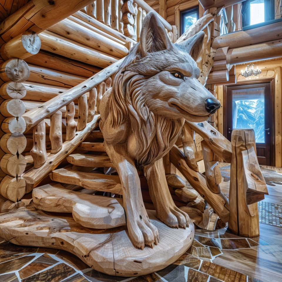 Majestic Wolf Staircases: A Visual Journey Through Nature-Inspired Design