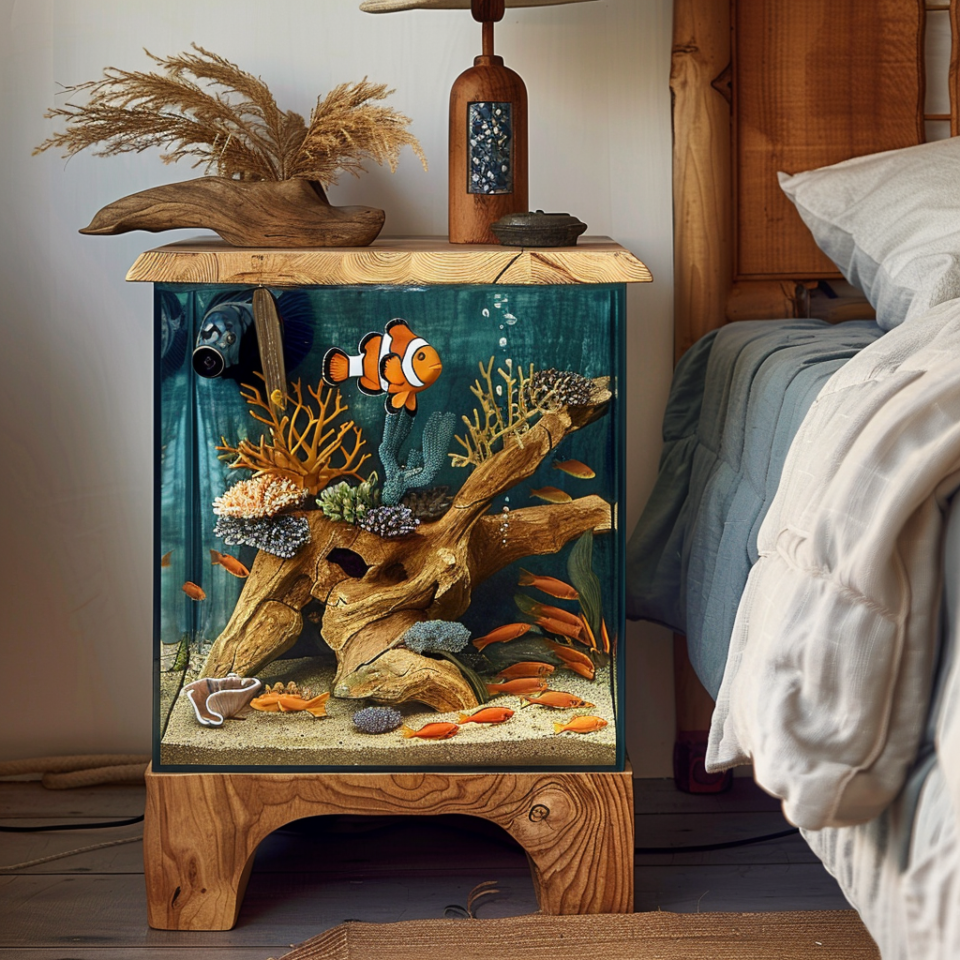 Wooden Aquarium Bedside Tables That Bring Serenity to Your Bedroom