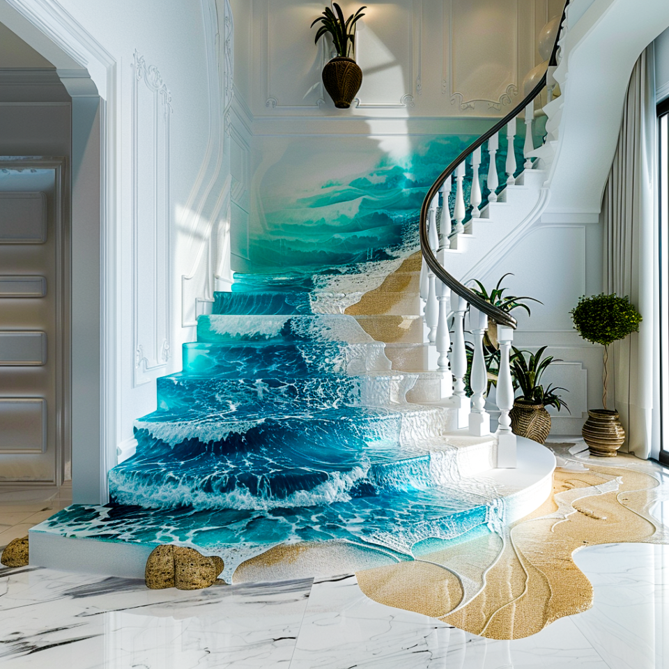 Shoreline Elegance: Unveiling the Enchantment of Beach Epoxy Stairs ...