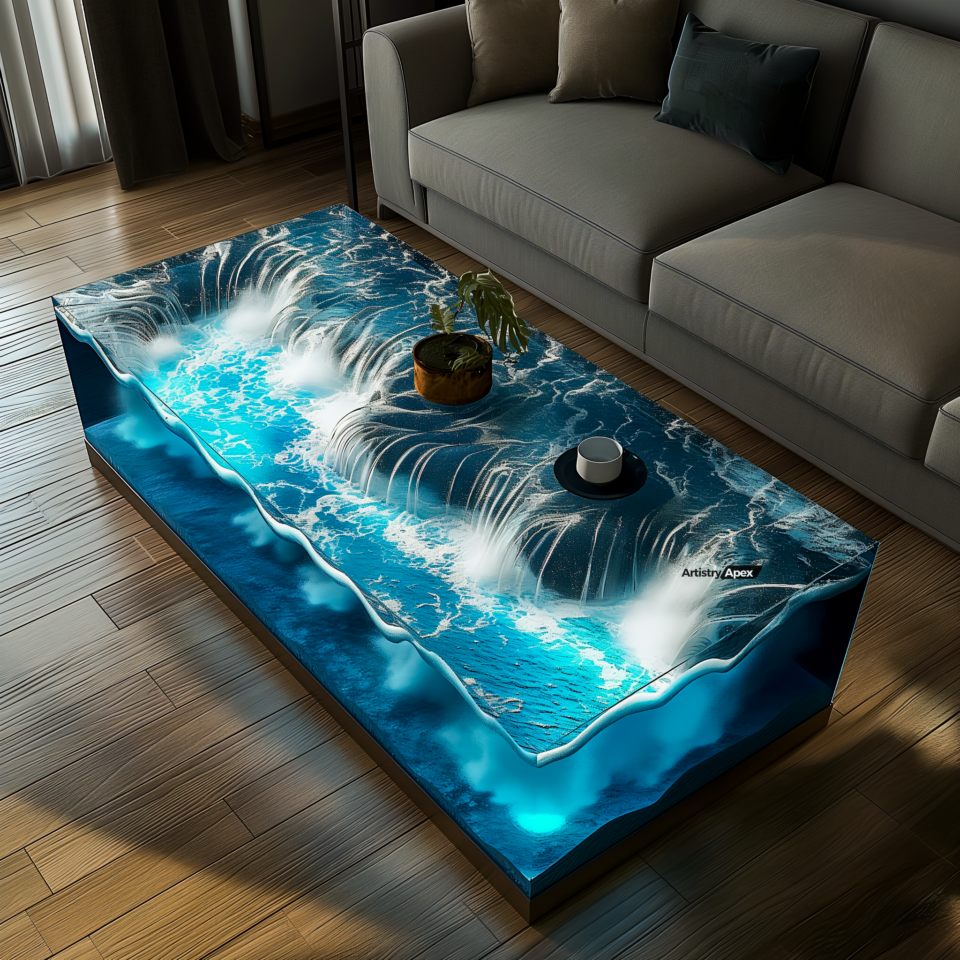 Flowing Beauty: Exploring the Allure of Waterfall Epoxy Center Tables ...